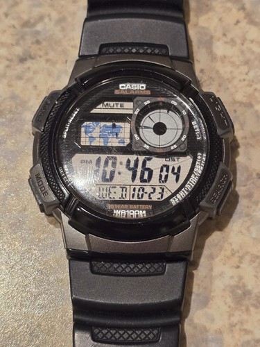 CASIO AE-1000W 3198 Men’s World Time Digital WR 100M Watch - Works! | eBay