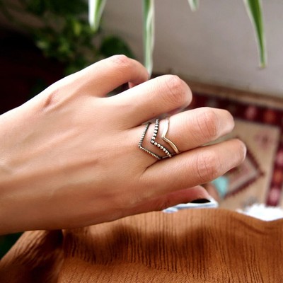 Triple Chevron Ring Boho Ring Sterling Silver Ring for Women 925 Silver ...