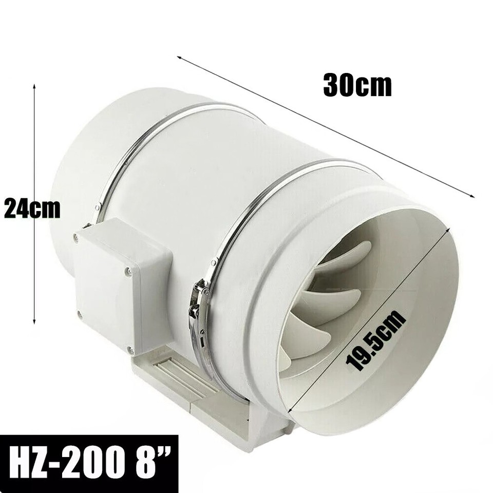 Industrial Hydroponic 4/6/8" Inch Silent Inline Extractor Fan Duct Vent ...