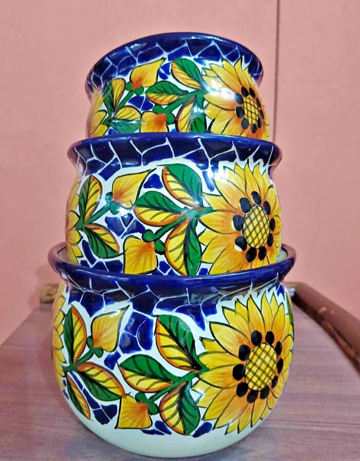 Authentic Mexican Talavera Hand Painted Handmade Planters Pottery ...
