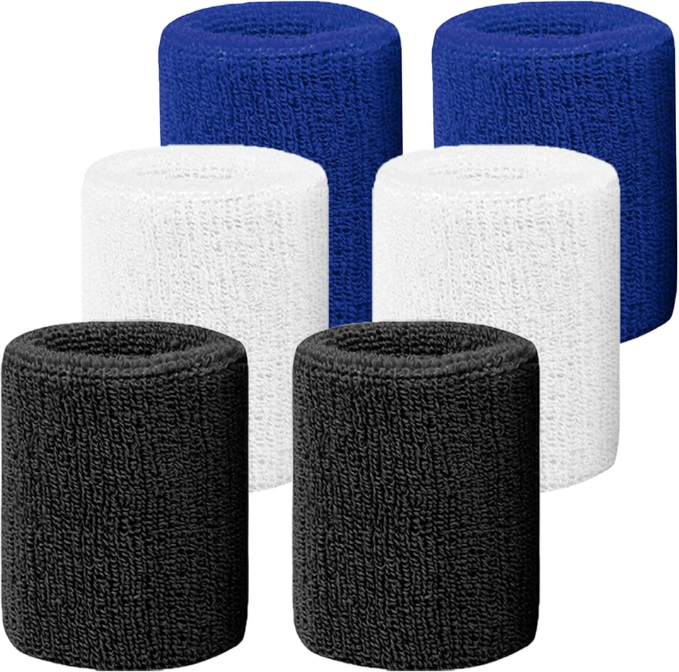 6 Pack 4 Inch Wrist Sweatbands Tennis Wrist Bands Absorbent Sweat Band ...