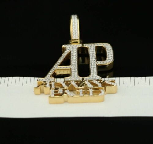 Yellow 925 Sterling Silver "AP" Letter Necklace Pendant 2.61ct Cubic ...