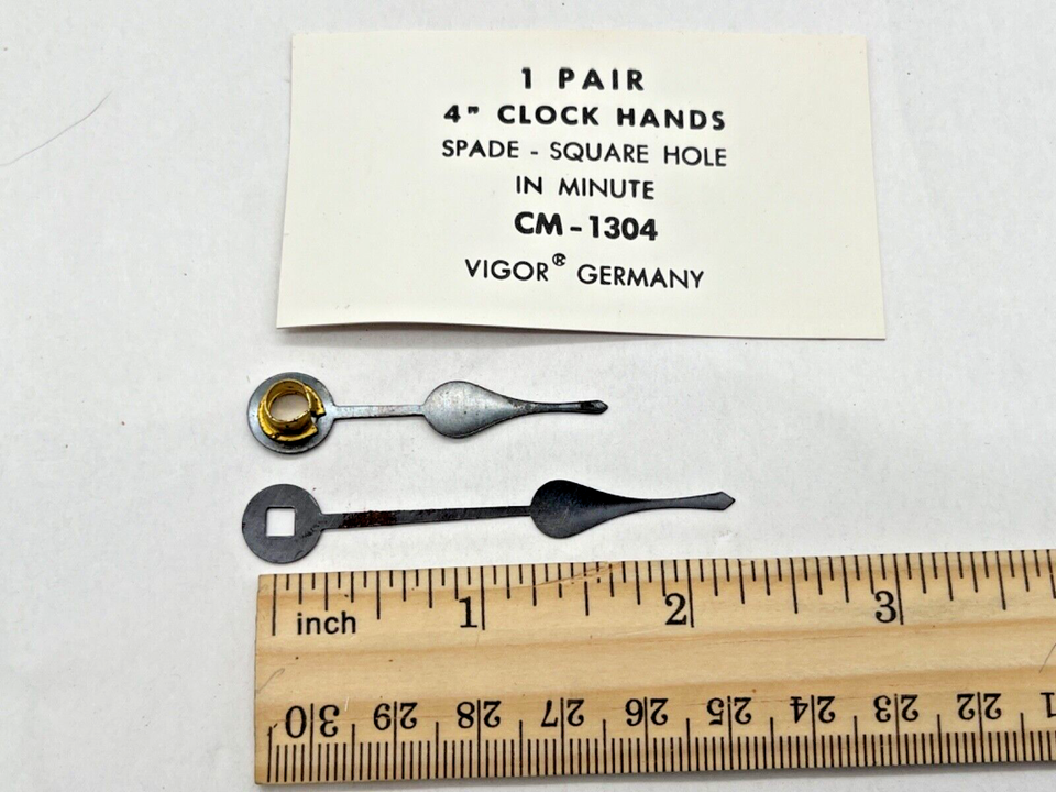 NOS VIGOR CM-1304 Spade Replacement Clock Hands, Square Hole. For 4 ...