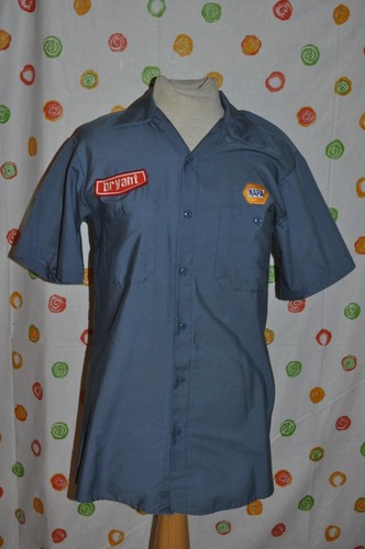CINTAS vintage MENS medium BLUE BRYANT NAPA short sleeve WORK SHIRT VGC ...