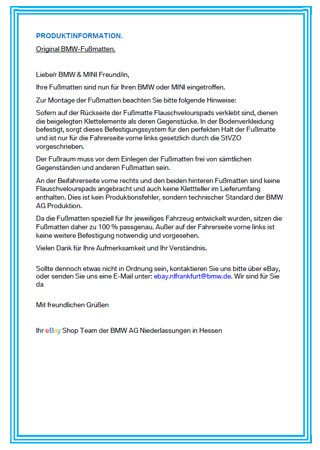 Original BMW Satz Allwettermatten hinten X1 U11 - X2 U10 & 2er Active ...