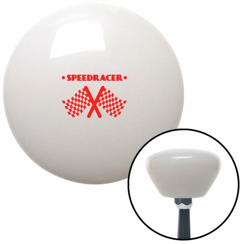 Red Speed Racer White Retro Shift Knob w/ M16x1.5 Insert Shifter Auto ...