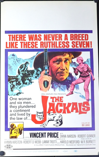 The Jackals - 1967 Original Window Card. Western, Vincent Price, Diana Ivarson | eBay
