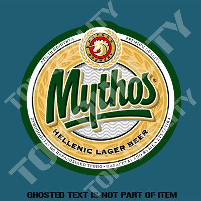 Mythos Beer Logo Drink Label: Mythos Hellenic Lager Beer (Mythos