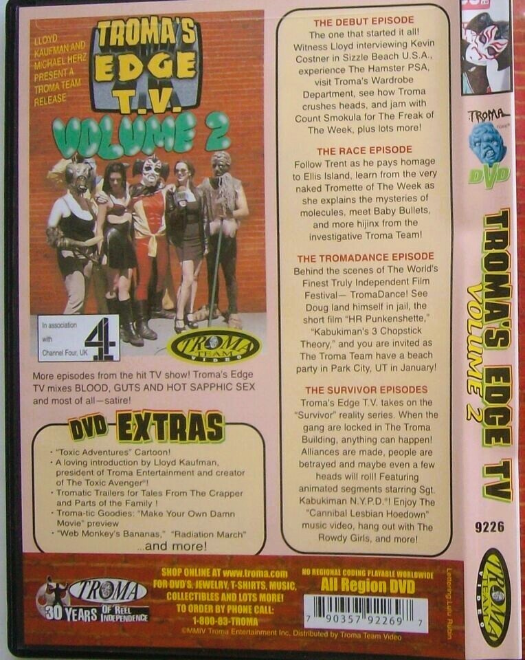 Tromas Edge TV - Vol 2, 4 bonus: Debut, Race, Tromadance, Survivor (DVD ...