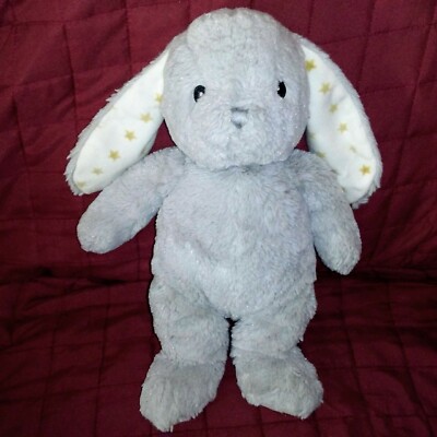 Cloud B Dreamy Hugginz Gray Bunny Soft 14in Plush Gold Stars on White ...