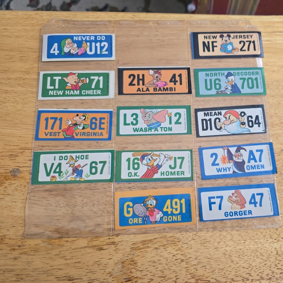 Disney Vintage 1976 Wonder Bread License Plate State Stickers Lot of 13 ...