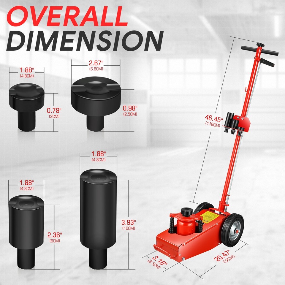 22 Ton Air Axle Hydraulic Bottle Jack w/ Extension Saddle Lifting Car ...