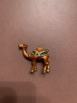 Jeweled Camel Trinket Box Small Gold tone Hinged with Rhinestones ...