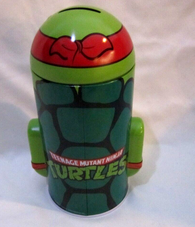 Teenager Mutant Ninja Turtles TMNT Raphael 7" H Tin Round Money Coin ...