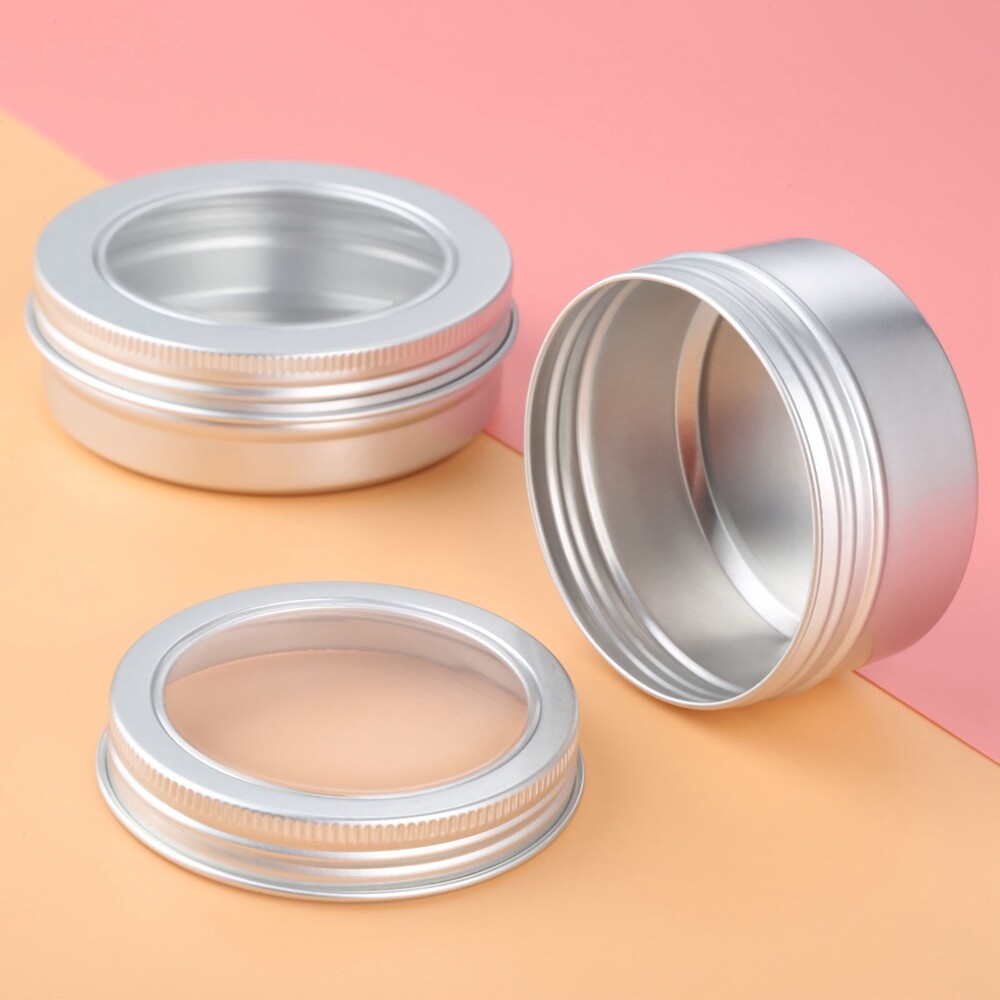 5pcs Cosmetic Containers With Lid Travel Empty Silver 25g-100g Aluminum ...