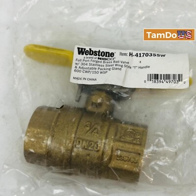 Webstone 3/4 "600 PSI WOG, 150 SWP, T-Handle Ball valve H-41703SSW | eBay