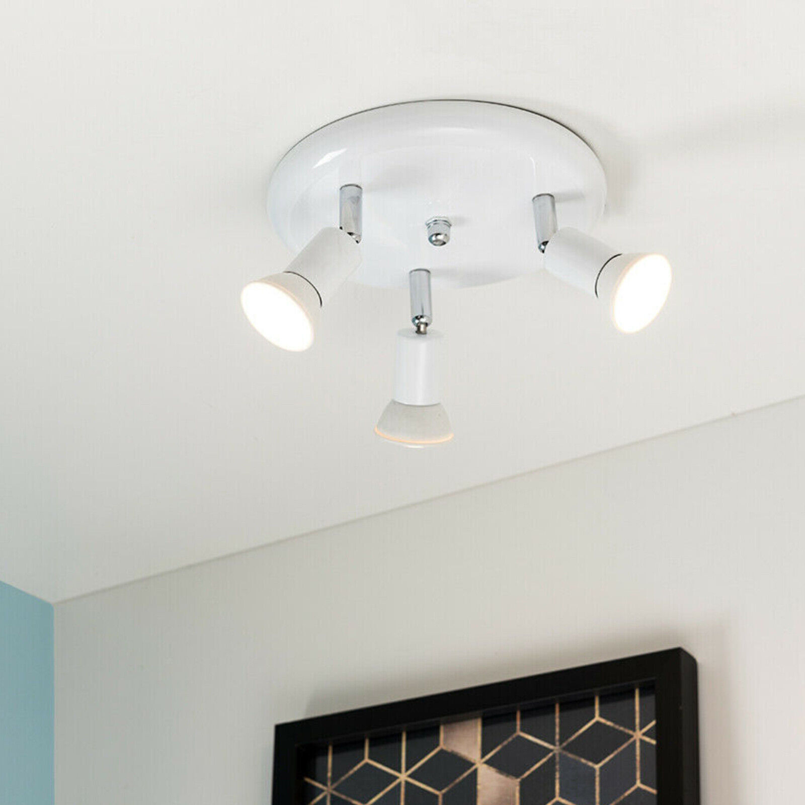 Modern 3 Way Ceiling Lights Adjustable LED GU10 Lamp Kitchen Spotlight ...