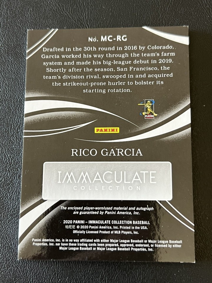 2020 Immaculate Rico Garcia RPA /5 GREEN MONOCHROME SSP Rookie Card No ...
