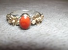 Beautiful Ox Blood CORAL Solid 14K Yellow Gold & Sterling Silver Band ...