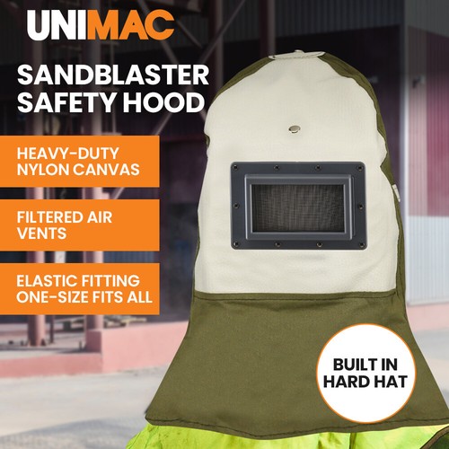 UNIMAC Sandblasting Safety Hood Built-in Hard Hat, Sand Blasting PPE ...