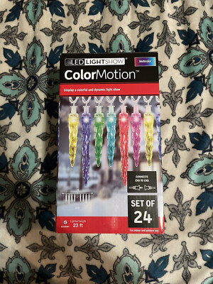 Gemmy LightShow ColorMotion 24-Light Multi-Color Icicle LED String ...