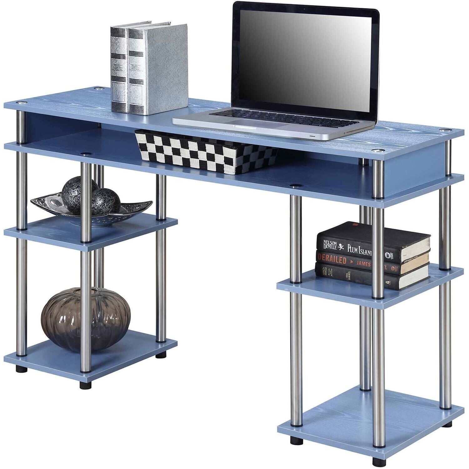 Blue Finish Wood Student Desk Writing Table Laptop Computer Workstation ...