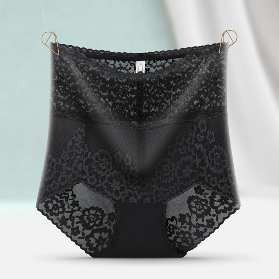 Women's Mesh Girdle Waist Panties High Waist Knickers Embroidery ...