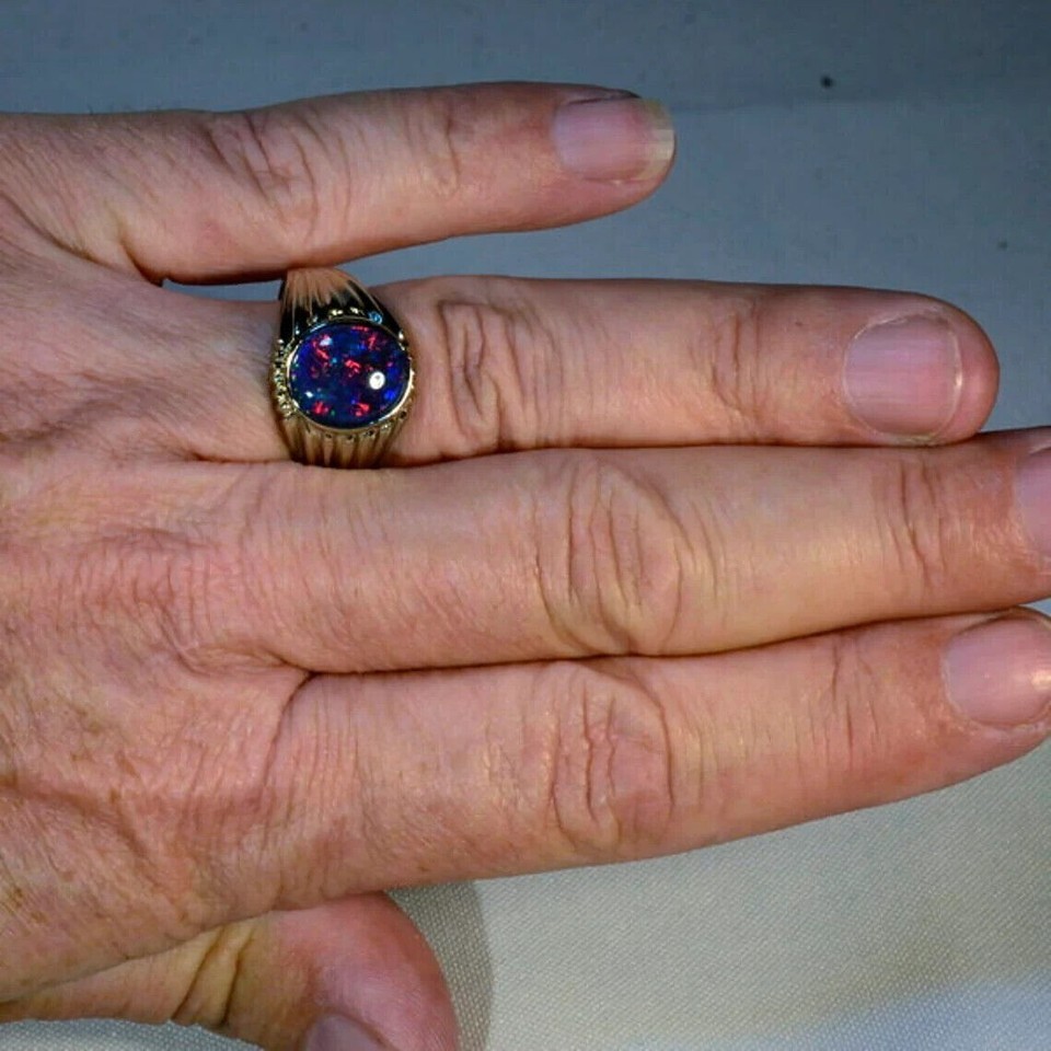 925 Starling Silver 7.25Ct Black Fire Opal Gemstone Handmade Men Ring ...
