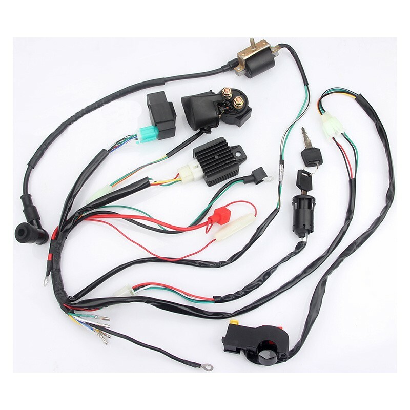 QUAD Wiring Harness Kit Electric Ignition Coil for ATV Apollo Motocross ...