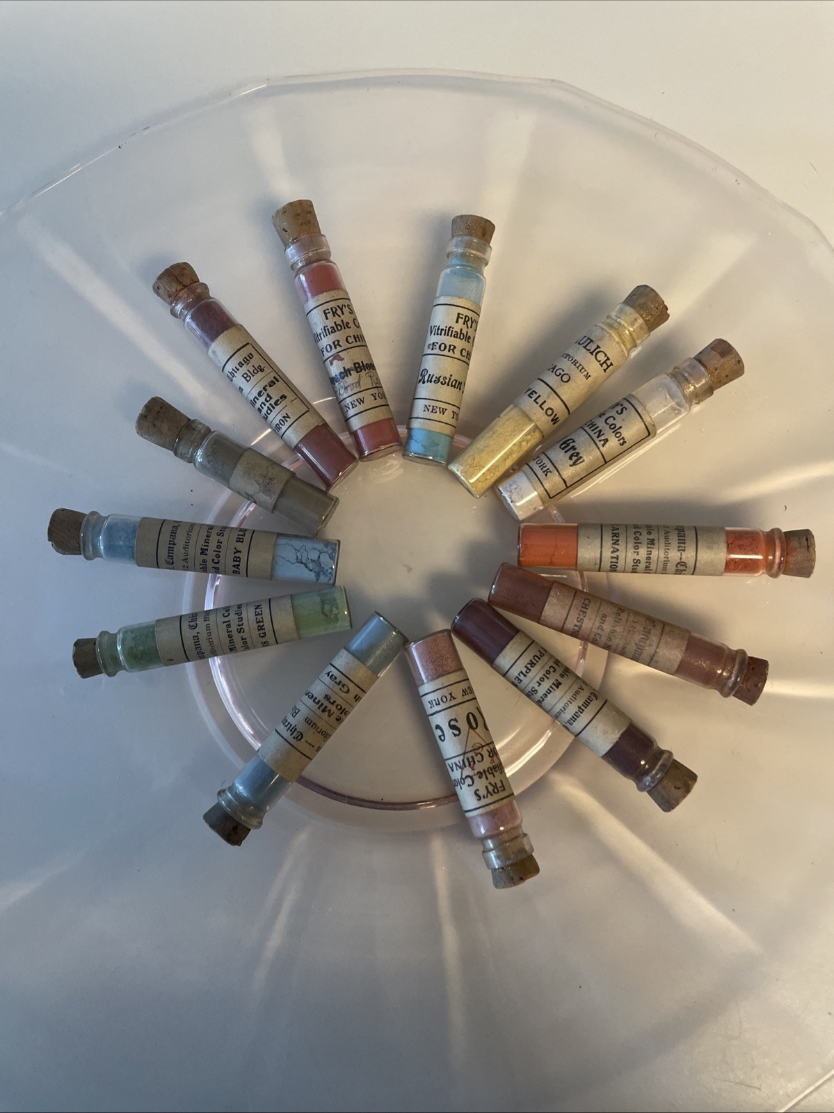 Vintage Lot of China Paint Powder Glass Vials 13 Count Various Brands ...