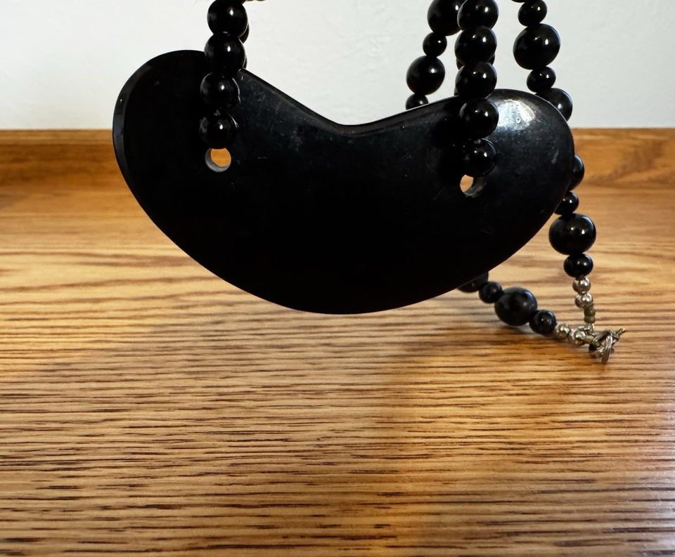 Karla Jordan Necklace Black Round Glass Stone 20 In | eBay