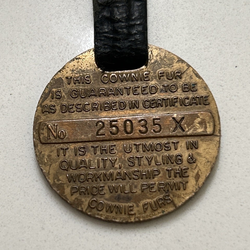 Cownie Furs Pocket Watch Fob Fur Tag 25035X | eBay