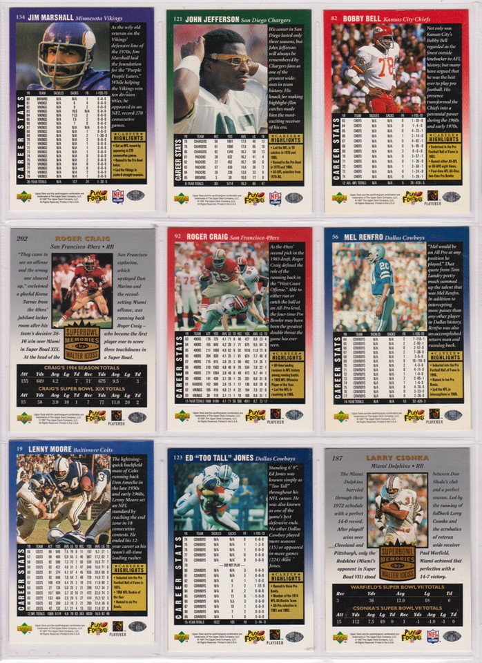 SIGNED BOBBY BELL 1997 UPPER DECK LEGENDS FOOTBALL CARD AUTOGRAPH ...