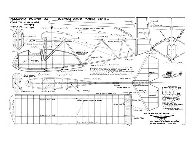 Avia 152-A F/F Glider 48" Wingspan RC Model Airplane Printed Plans ...