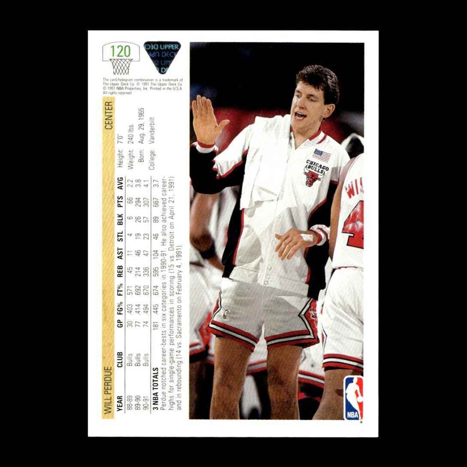 Will Perdue 1991-92 Upper Deck Chicago Bulls #120 R328T 47 | eBay