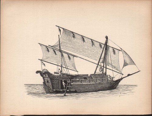 1936 Sailing Barco Estampado ~ Un Proa De Java | eBay