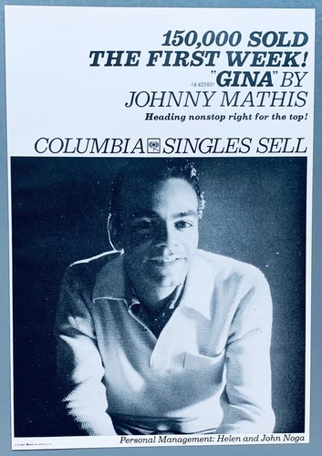 JOHNNY MATHIS 1962 original POSTER ADVERT GINA Columbia Records Helen ...
