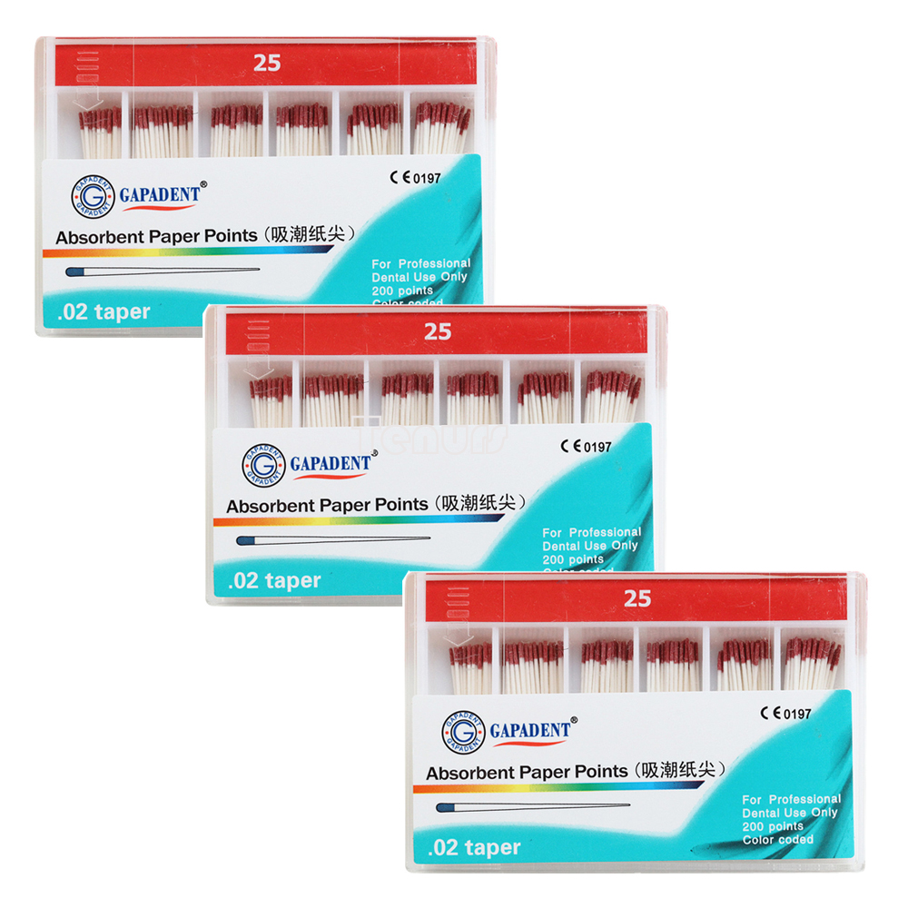 10XDental Absorbent Paper Points Endodont Cotton Fiber tips GP0.02 #25 ...