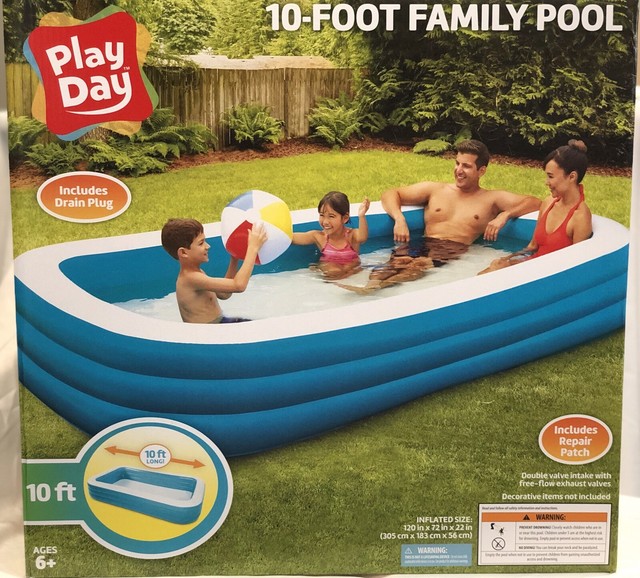 Play Day KB0530000138 120"x72"x22" Rectangular Inflatable Family Pool ...