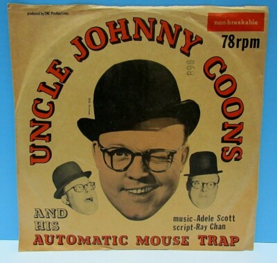 RARE 1950's UNCLE JOHNNY COONS & HIS AUTOMATIC MOUSE TRAP 78 RPM RECORD ...