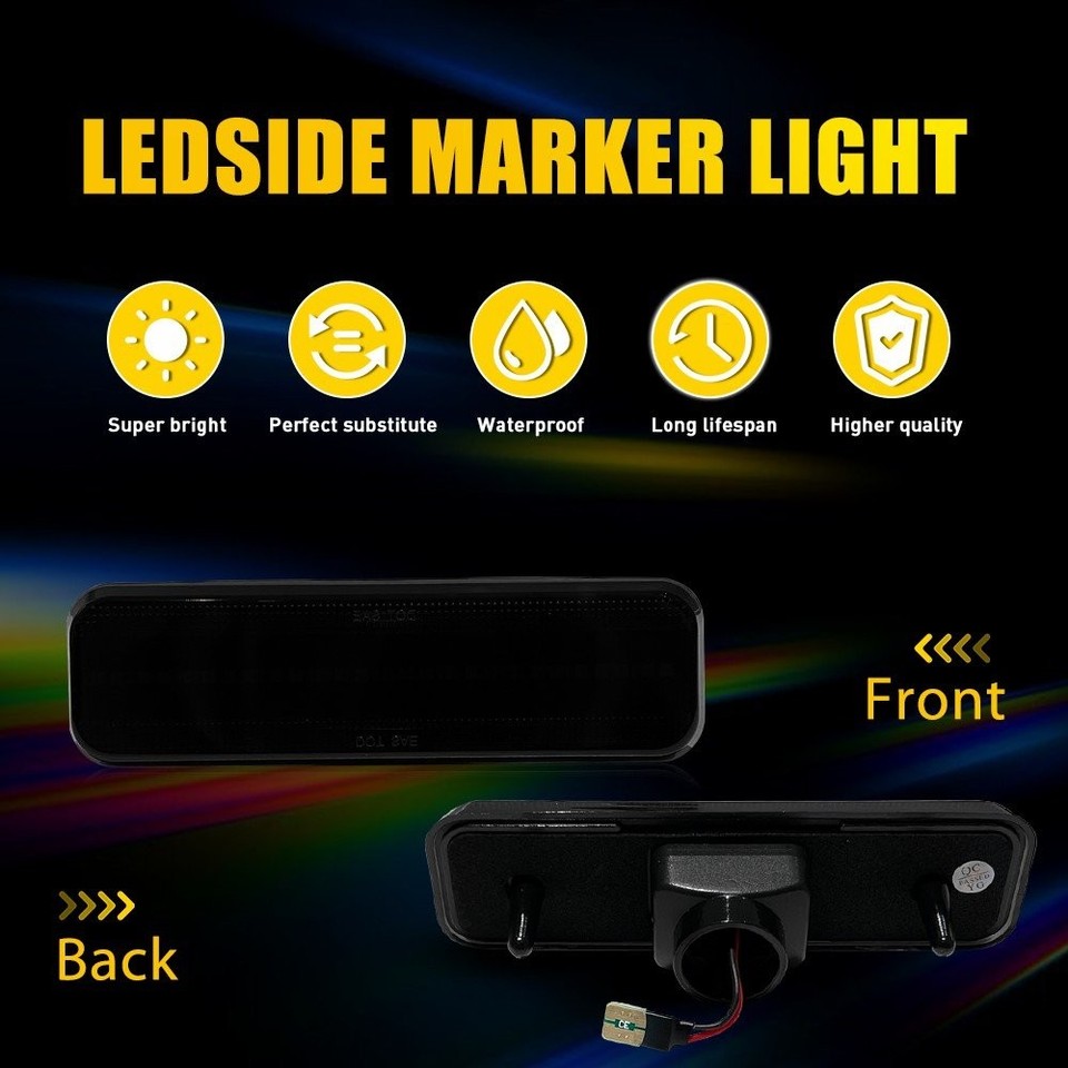 2PC Clear Lens White LED Front Side Marker Light Lamp For Dodge D100 ...