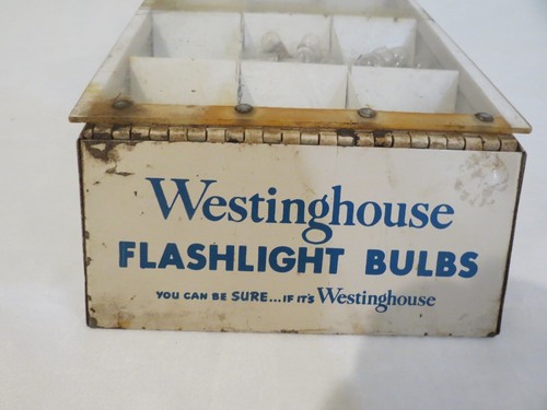 Vintage Westinghouse Flashlight Bulbs Advertising Store Display Case w ...