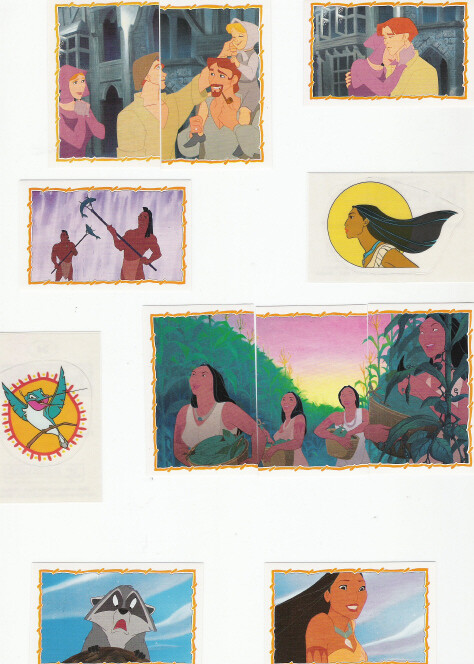 DISNEY POCAHONTAS COMPLETE UNSTUCK STICKER CARD SET + NEW UNUSED ALBUM ...