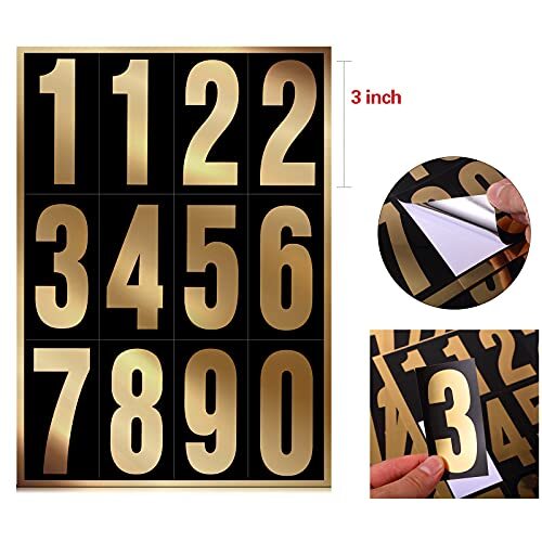 192 Pcs 16 Sets Number Stickers Mailbox Numbers 3 Inch Gold in Black | eBay