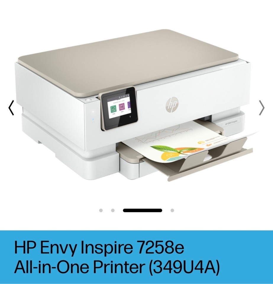 HP ENVY Inspire 7258e Wireless Inkjet All-in-One Printer - White/Beige ...