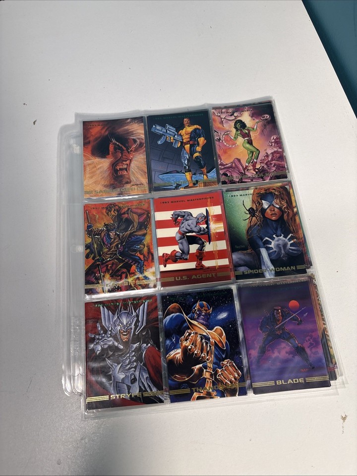 1993 Marvel Masterpieces Complete Base Set Dyna Etch Set. SLEEVED 98 ...