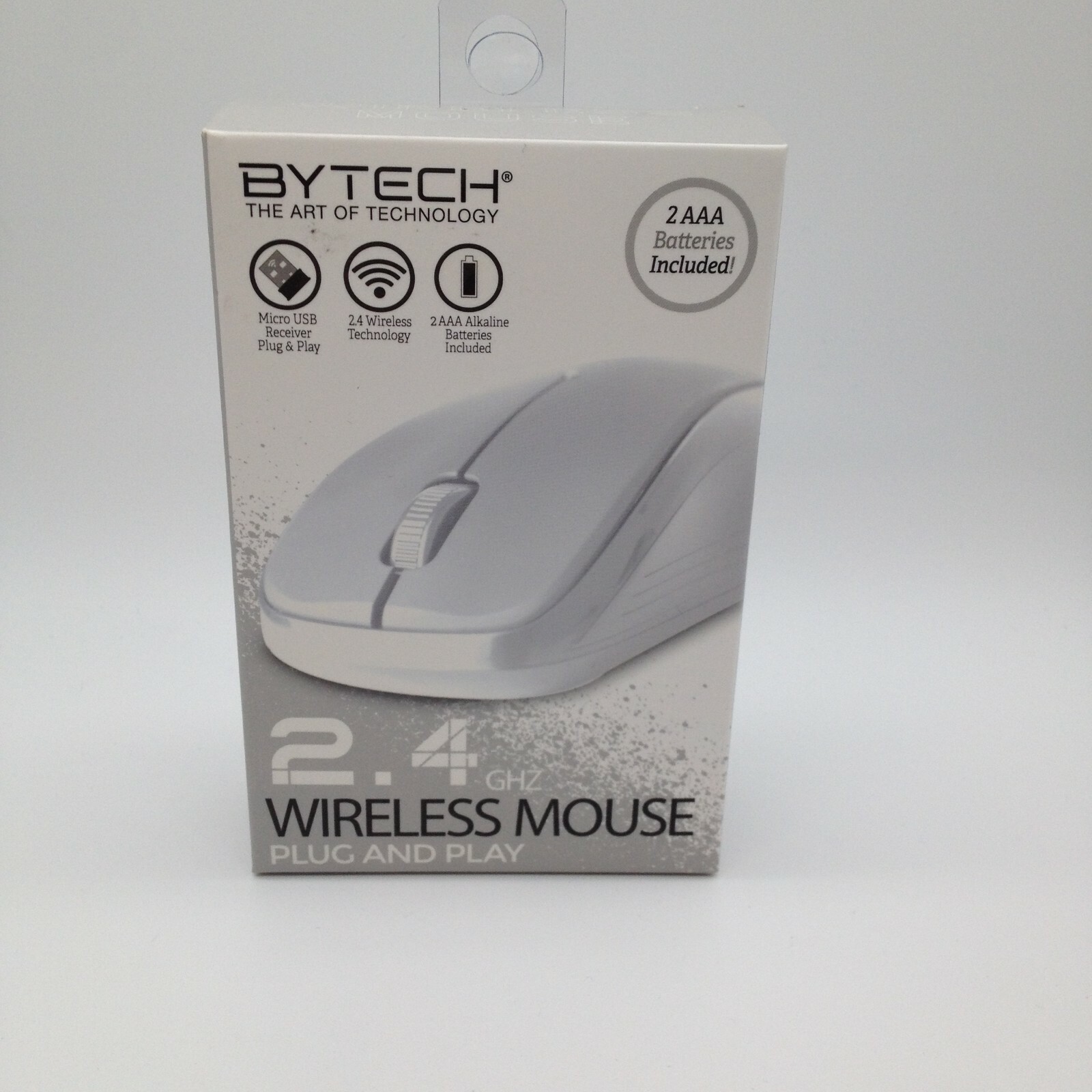 Bytech Wireless Mouse 2.4 ghz. Plug and Play White (2) AAA Batteries ...