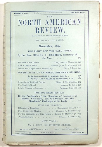 Lloyd Bryce, ed. / North American Review Vol 159 No 5 November 1894 1st ...