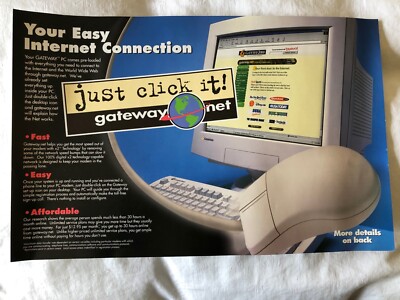 GATEWAY 2000 COMPUTER Advertising Poster "Just Click It!" 11" x 17 ...