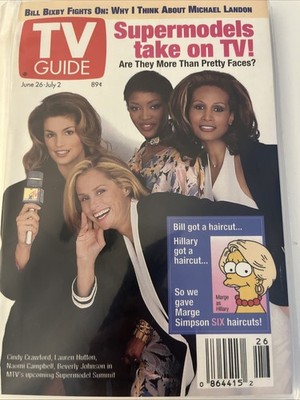 TV Guide June 26-July 2 1993 Cindy Crawford Lauren Hutton Naomi ...